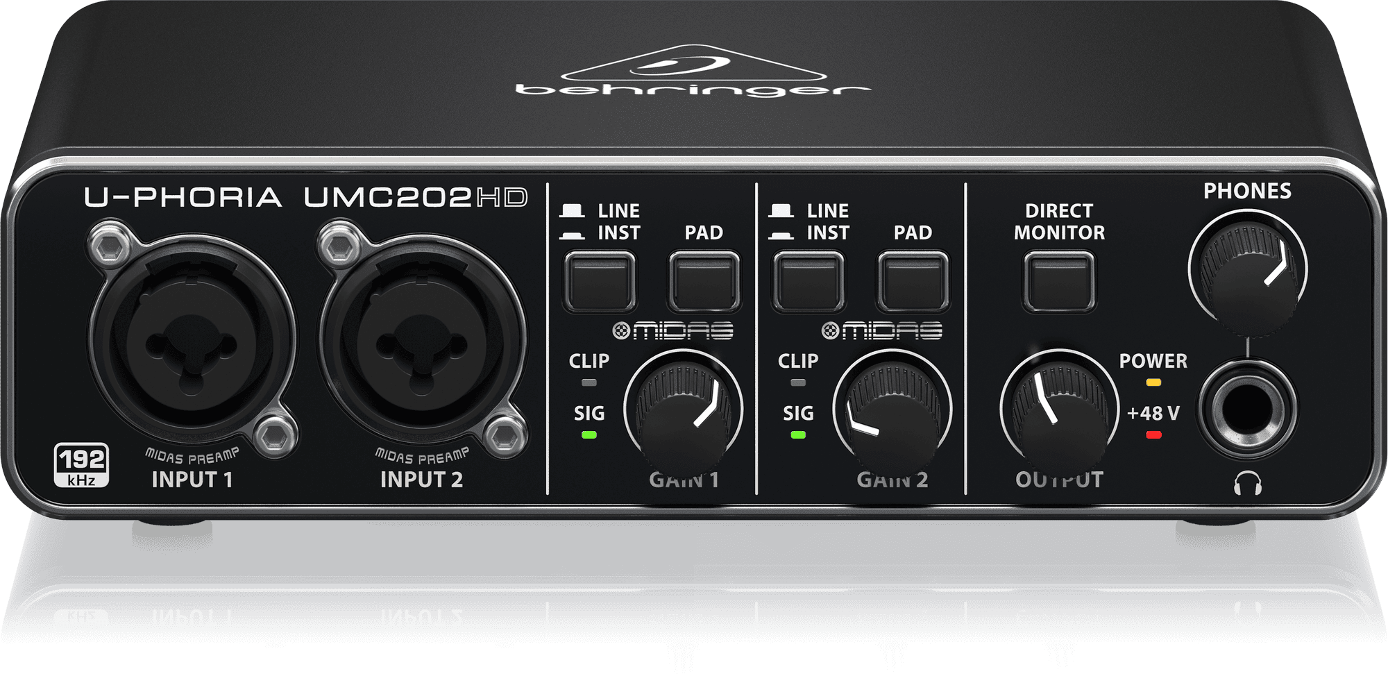 Behringer UMC202HD Audiophile 2x2, 24-Bit/192 kHz USB Audio Interface ...